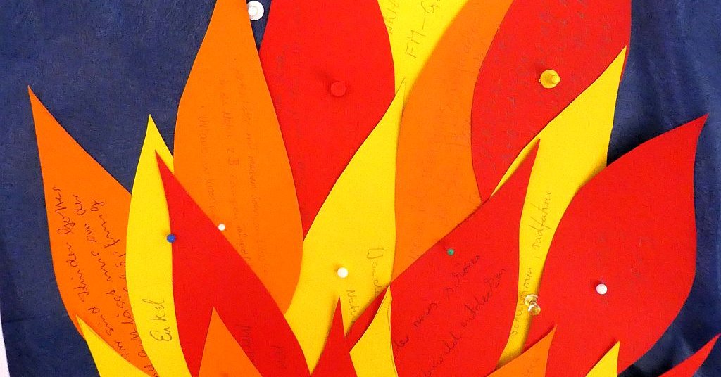 Mitmach-Aktion Feuer und Flamme zum Pfingstfest Pfarrei St. Sophia Erbach