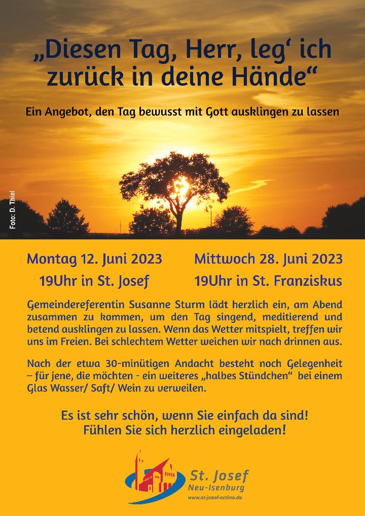 „Diesen Tag, Herr, leg‘ ich zurück in deine Hände“ Pfarrei St. Josef ...