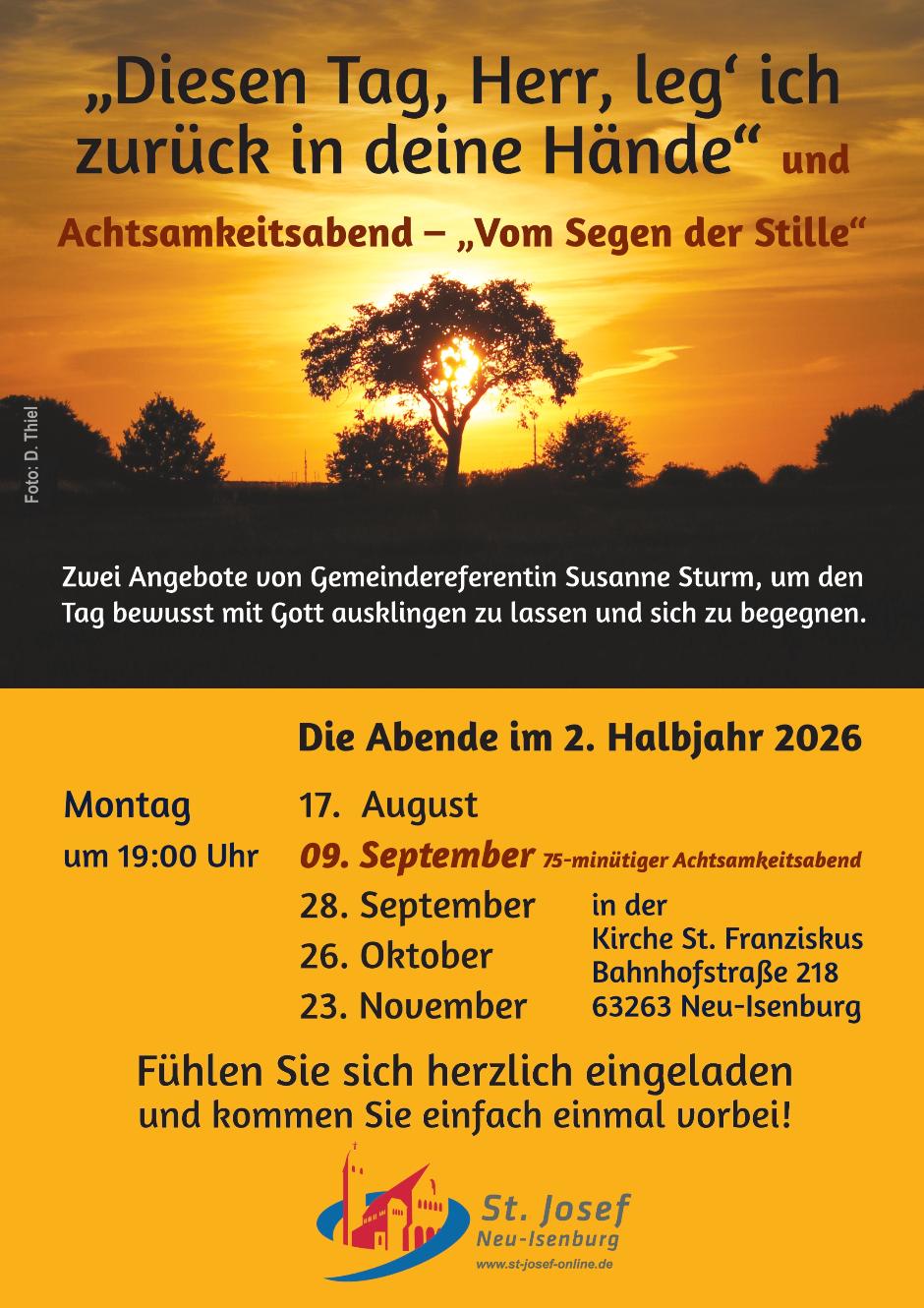 Den Tag mit Gott ausklingen lassen Pfarrei St. Josef Neu-Isenburg