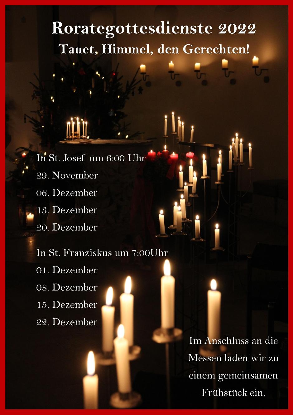 Rorate-Messen 2022 in St. Josef und St. Franziskus Pfarrei St. Josef Neu-Isenburg